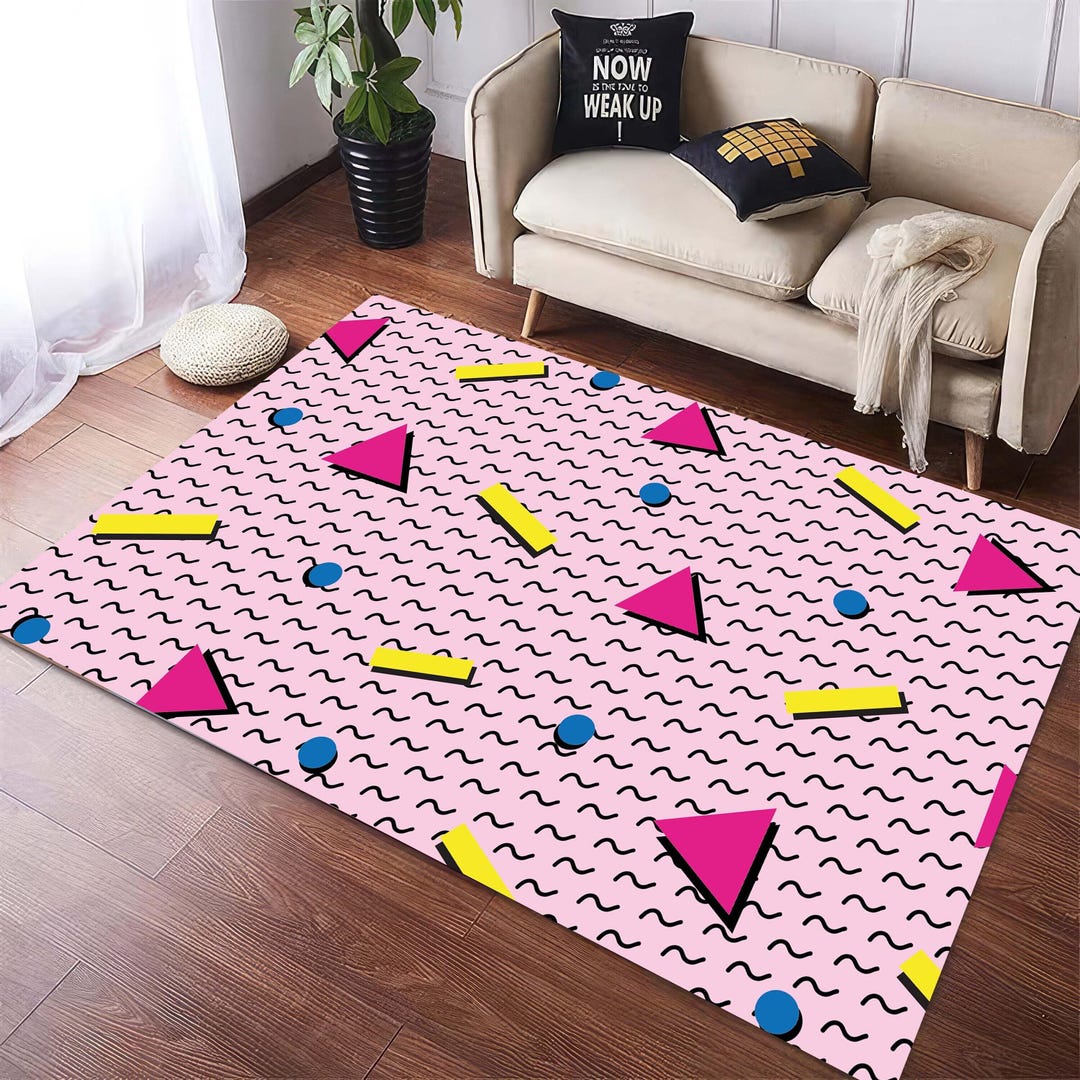 Aesthetic 90s Carpet, Colorful Retro Style 90s Rug, Playroom Carpet ...