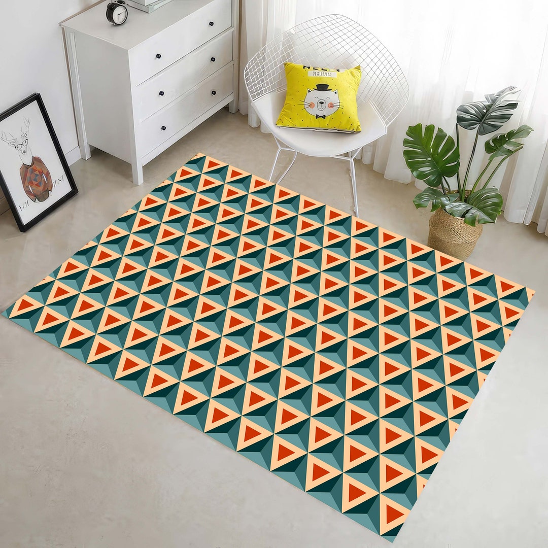 Geometric Rug Triangle Living Room Carpet, Colorful Pattern Rug ...