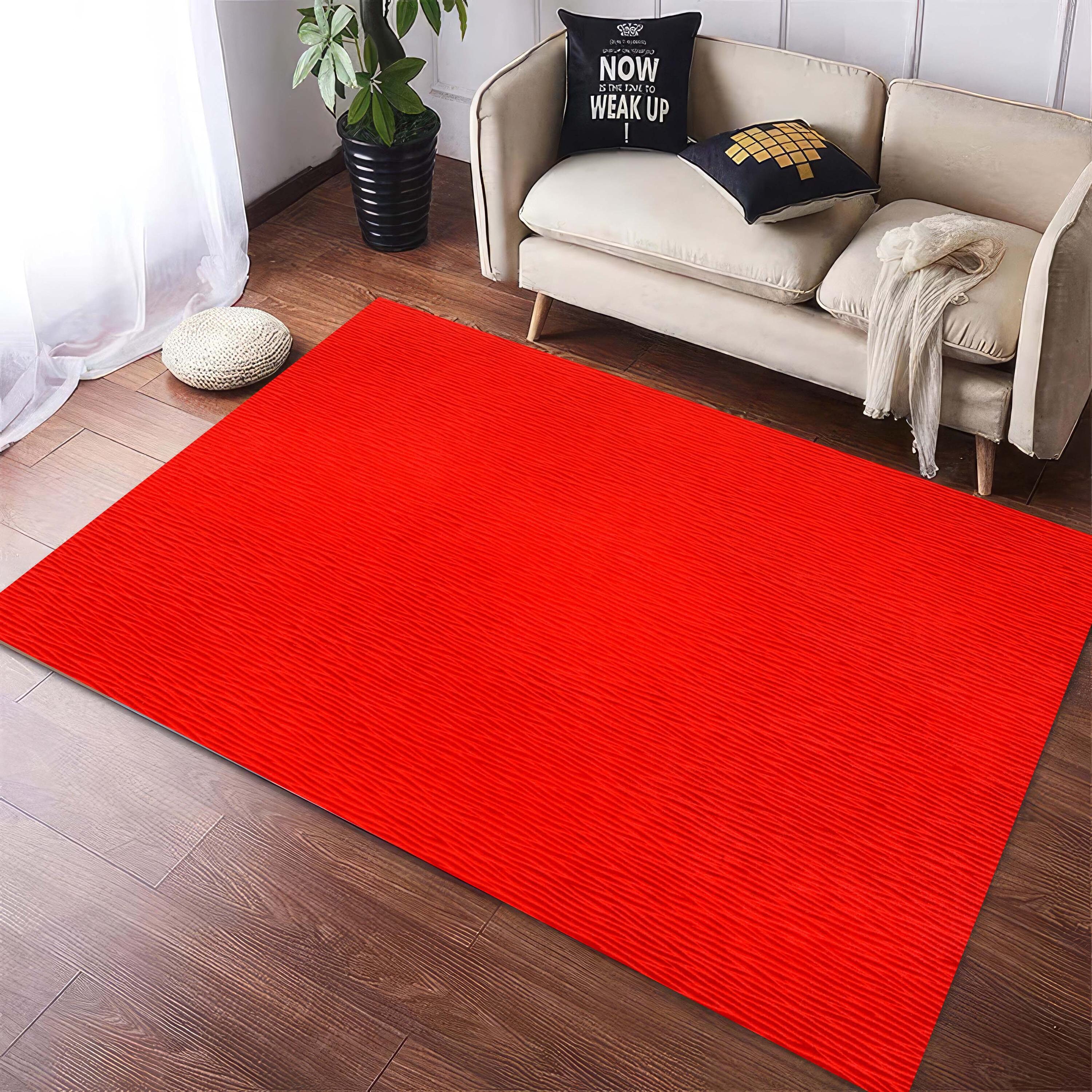 Red Rug Solid Color Rug, Modern Red Carpet, Bold Decor Rug, Red Area ...