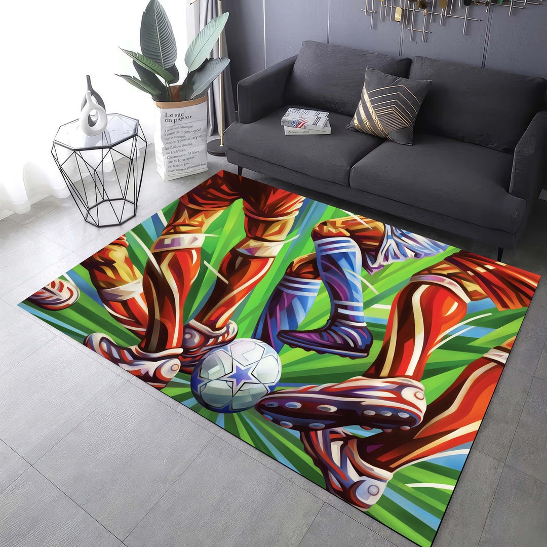 Soccer Rug, Football Rug, Graffiti Football Rug, Boys Room Rug ...