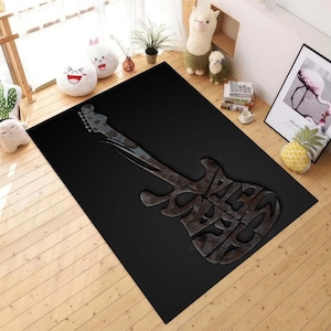Heavy Metal Rug, Guitar Pattern Rug, Rock Music Rug, Rock and Roll ...