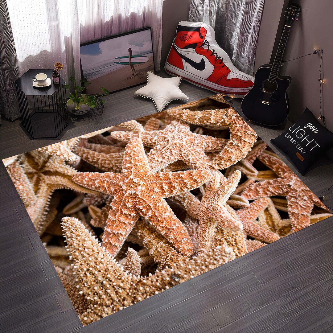 Starfish Rug Ocean Decor Sea Life Carpet, Beach Decor, Sea Stars Rug ...