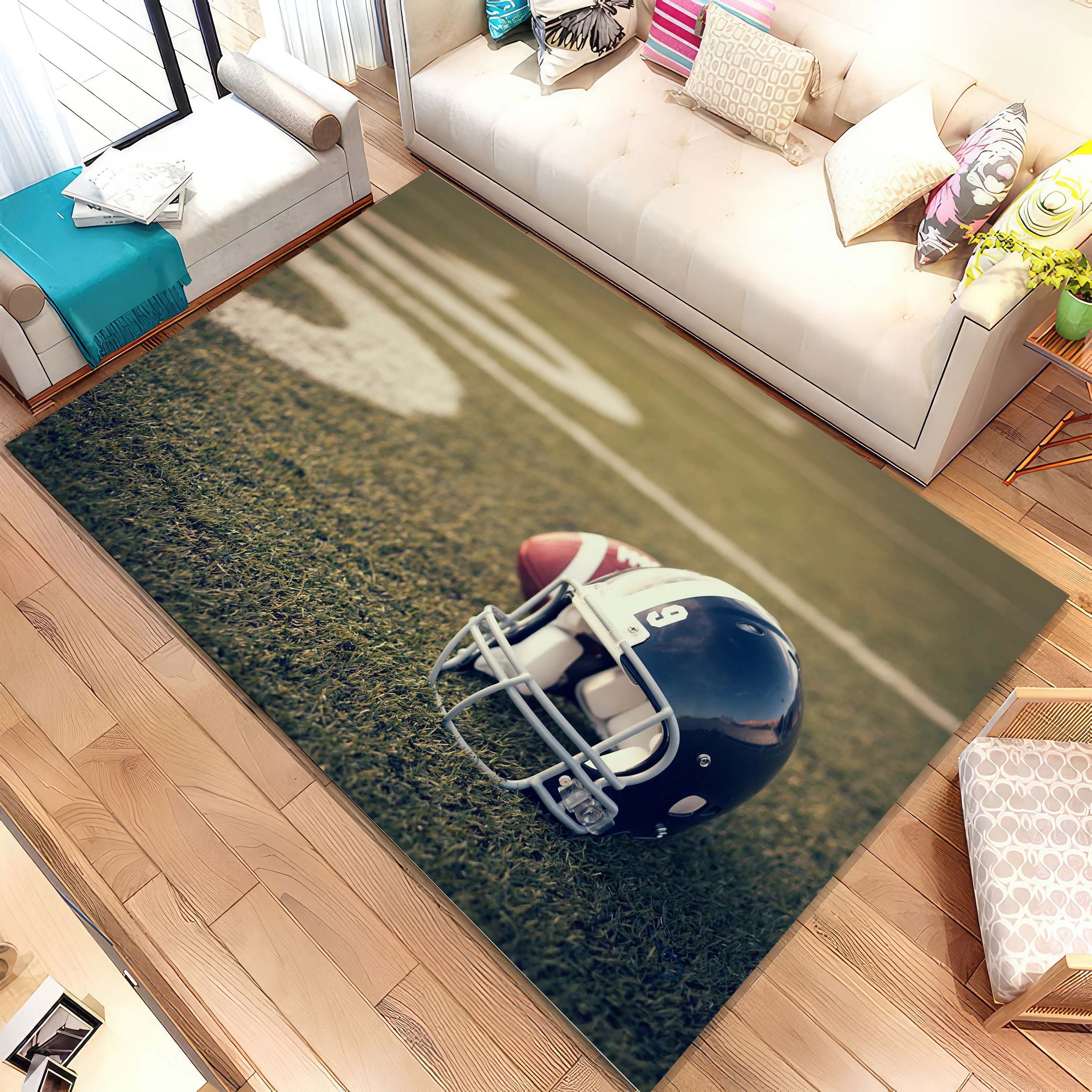 American Football Rug, Washable Football Field Area Rug, American ...
