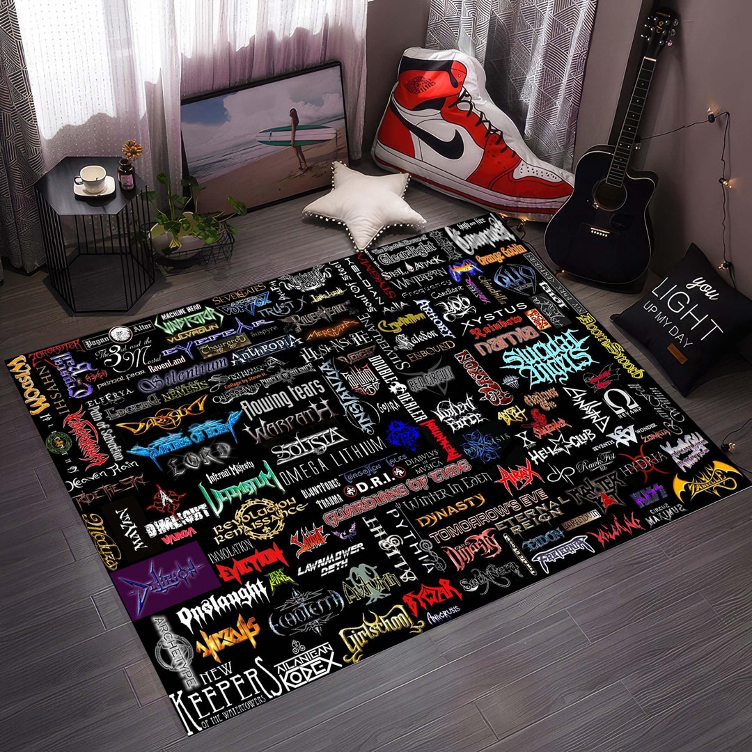 Metal Logo Rug Heavy Metal Decor, Band Logo Floor Mat, Dark Aesthetic ...