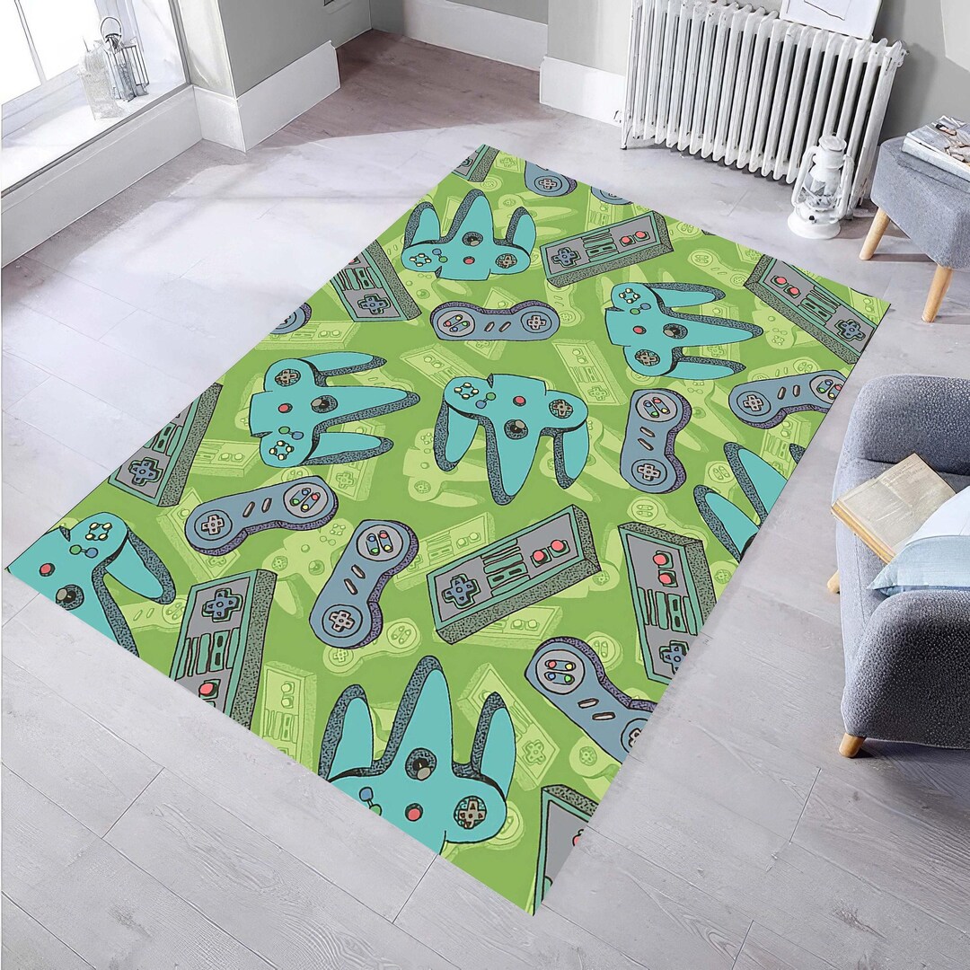 Nostalgic Game Controller Rug, Game Room Mat, Nostalgic Game Decor ...