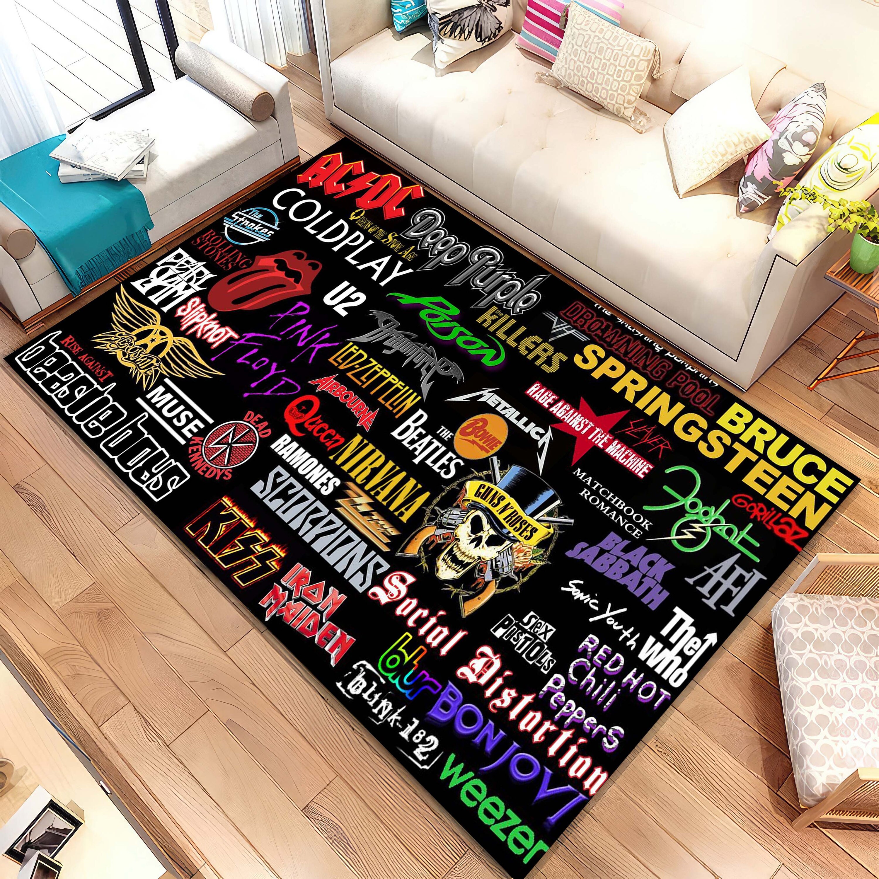Rock Music Logo Rug, Heavy Metal Rug, Music Logo Carpet, Rock Groups ...