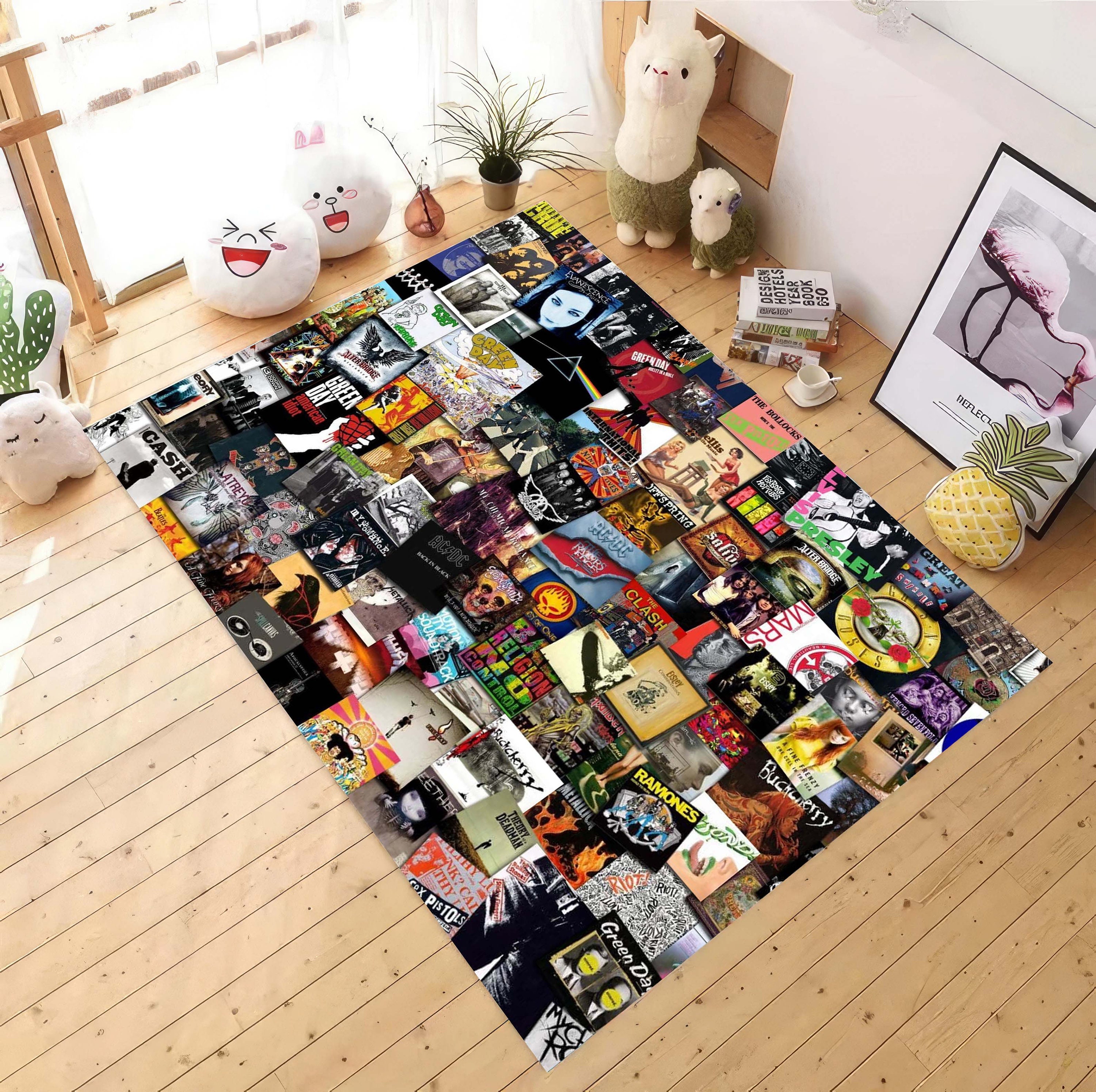 Rock Music Album Cover Rug, Rock Music Rug, Rock Music Bands Area Rug ...
