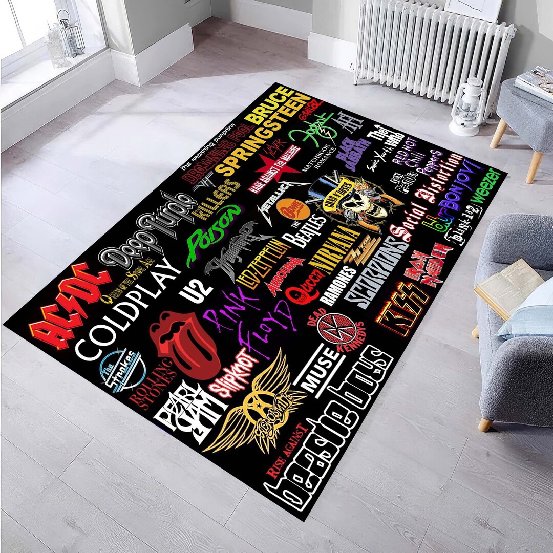 Rock Music Logo Rug, Heavy Metal Rug, Music Logo Carpet, Rock Groups ...