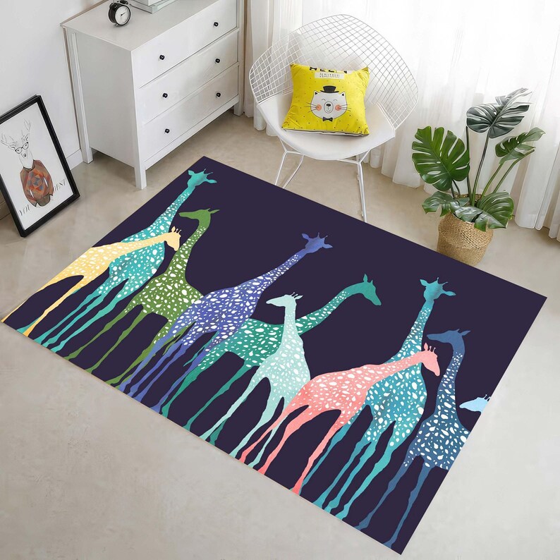 Colorful Giraffe Rug, Cute Giraffe Rug, Ultra Soft Kids Room Rug ...