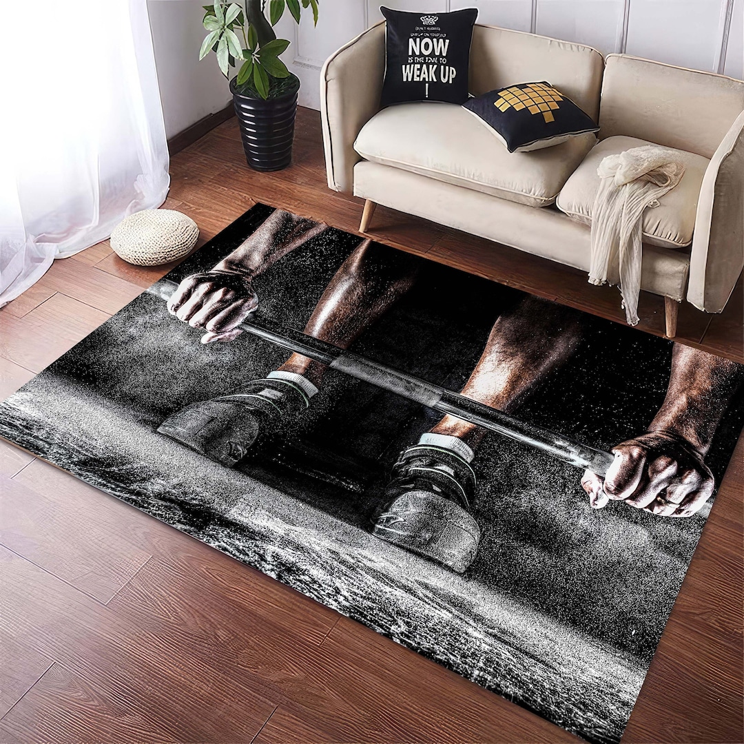 Personalized GYM Door Mat, GYM Rug, GYM Decor, Dumbbell Decor, Non Slip ...