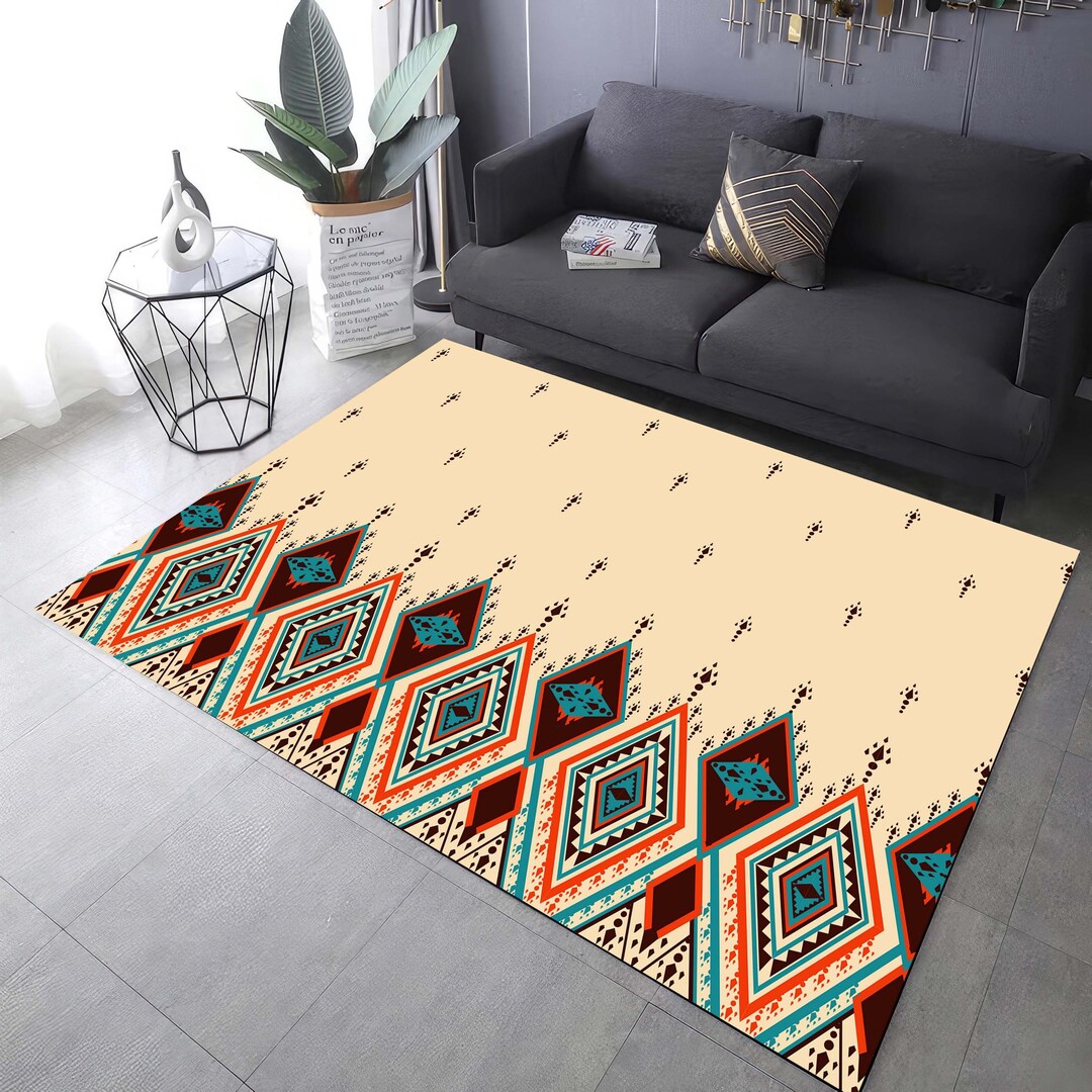 Boho Tribal Rug Aztec Pattern Carpet, Geometric Boho Rug, Southwestern ...