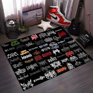 Black Metal Decor Grunge Style Rug, Metalhead Home Decor, Rock Music ...