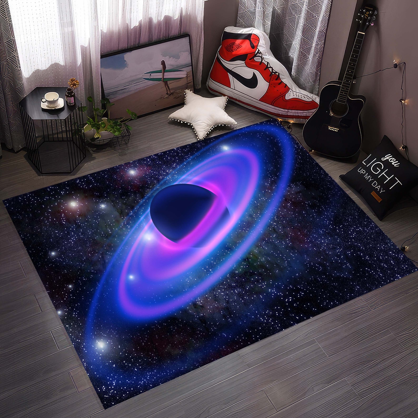 Planet Rug, Neon Galaxy Rug, Space Rug, Space Floor Rug, Kids Rugs ...