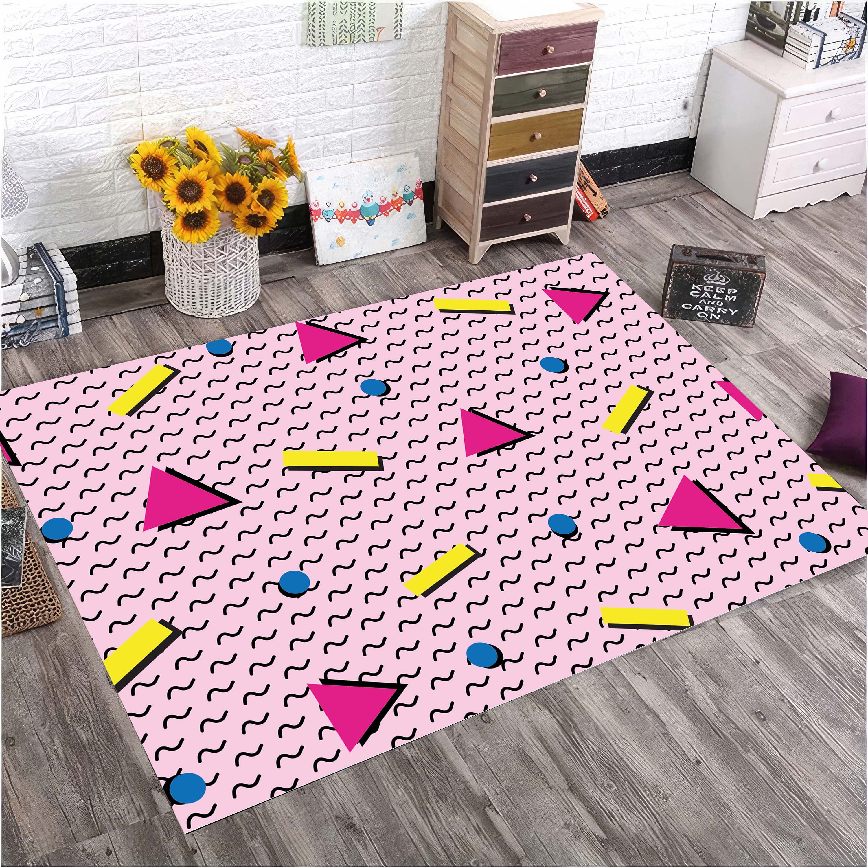 Aesthetic 90s Carpet, Colorful Retro Style 90s Rug, Playroom Carpet ...