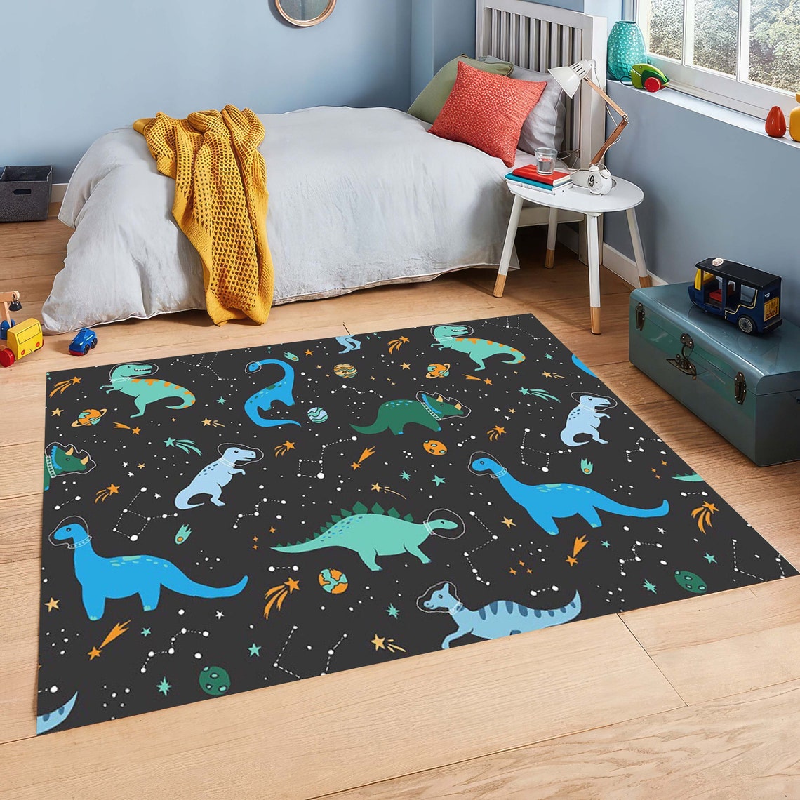 Dino Nursery Rug, Dinosaur Themed Rug, Jurassic Playmat for Kids Room ...