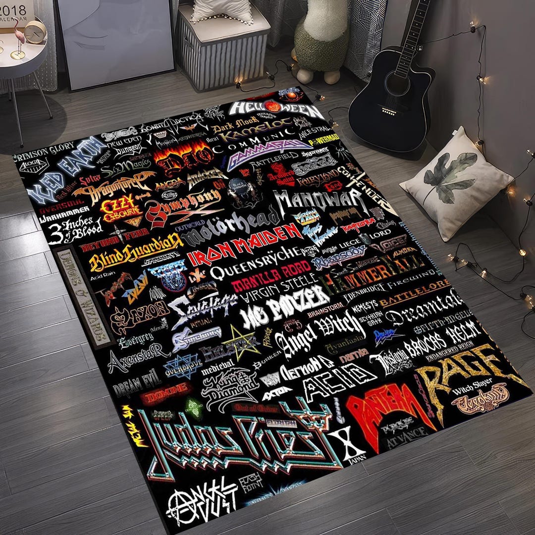 Music Group Logo Carpet, Punk Rock Black Mat, Rock Band Lover Design ...