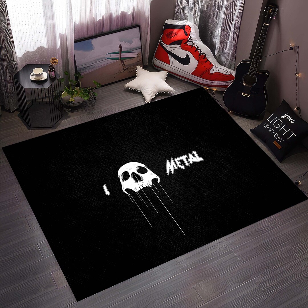 Metalhead Decor, Heavy Metal Rug, Dark Aesthetic Rug, Skull Room Decor ...