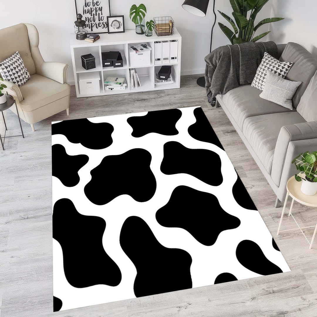 Farmhouse Animal Aesthetic Cow Pattern Rug - Home Decor Living Room Rug ...