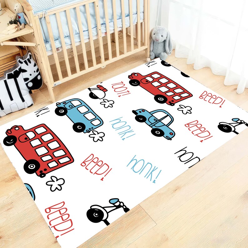 Boho Car Carpet Playground Ultra Soft Nursery Kids Rug, Car Playmat for ...