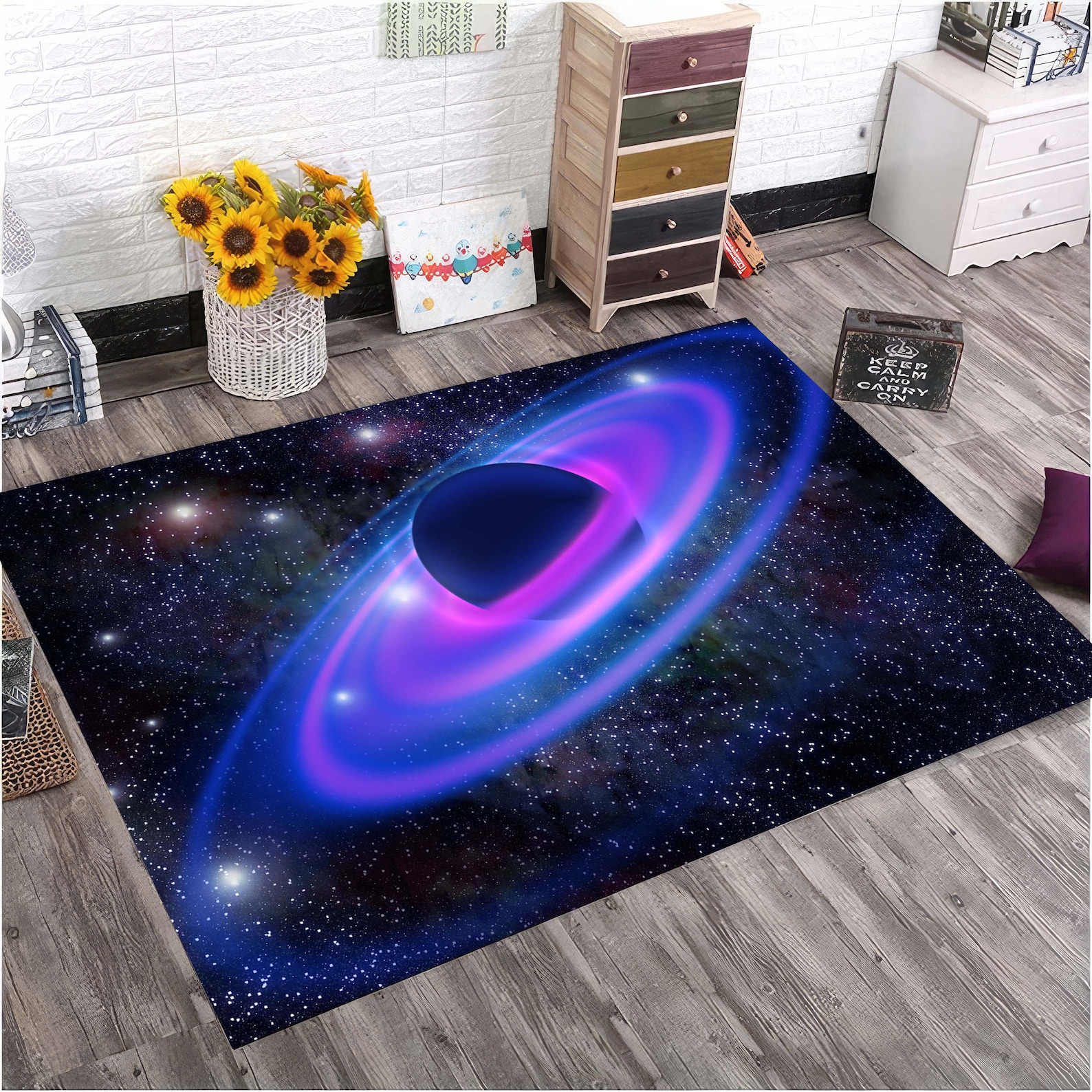Planet Rug, Neon Galaxy Rug, Space Rug, Space Floor Rug, Kids Rugs ...