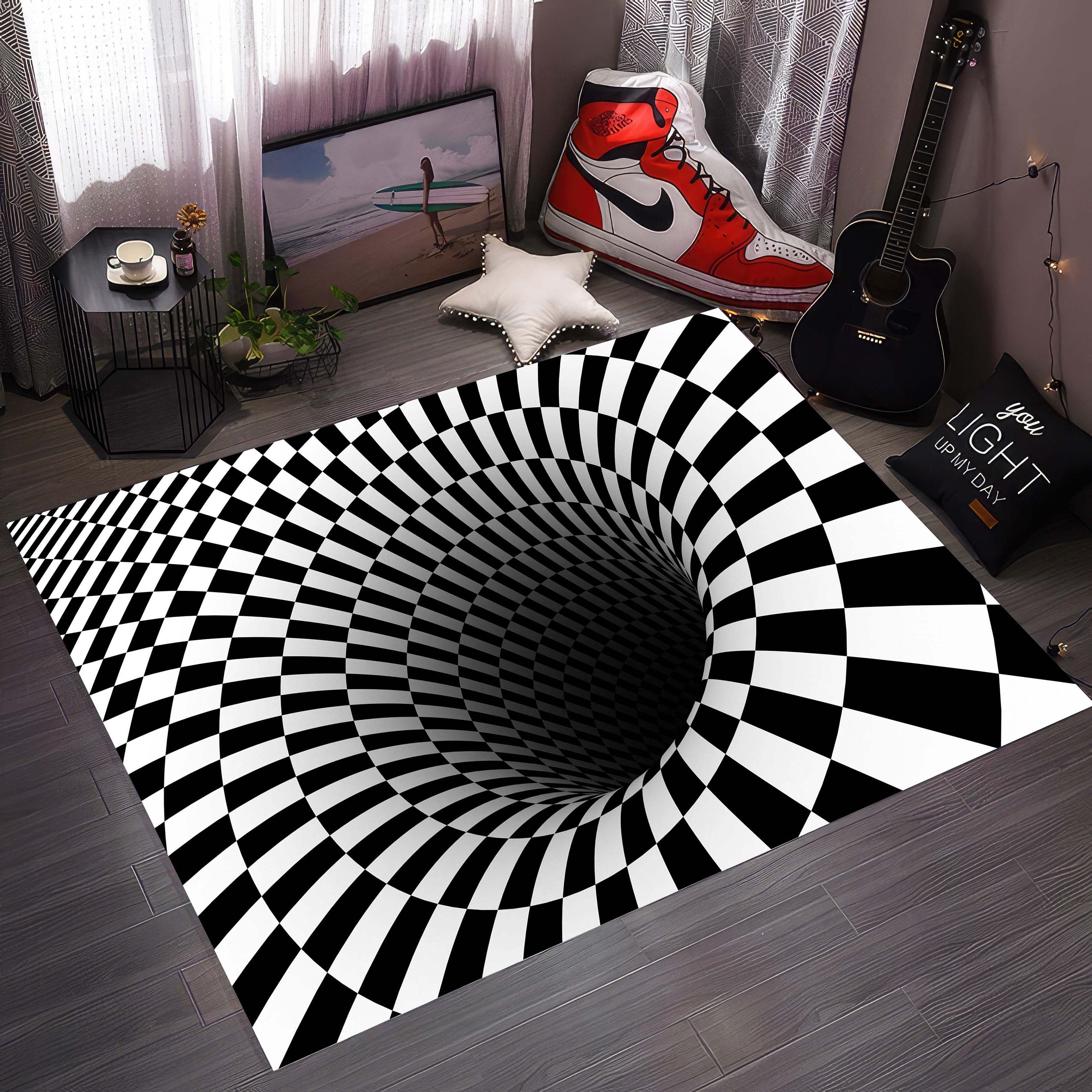Illusion Rug, 3D Vortex Rug, Vortex Illusion Carpet, 3D Printed Rug ...