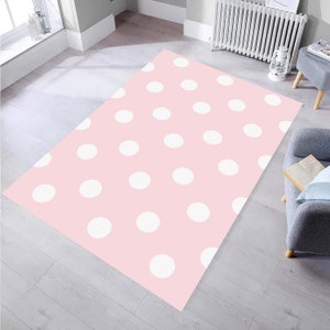 Pink Polka Dots Rug Cute Baby Room Rug, Newborn Rug, Girl Room Rug ...