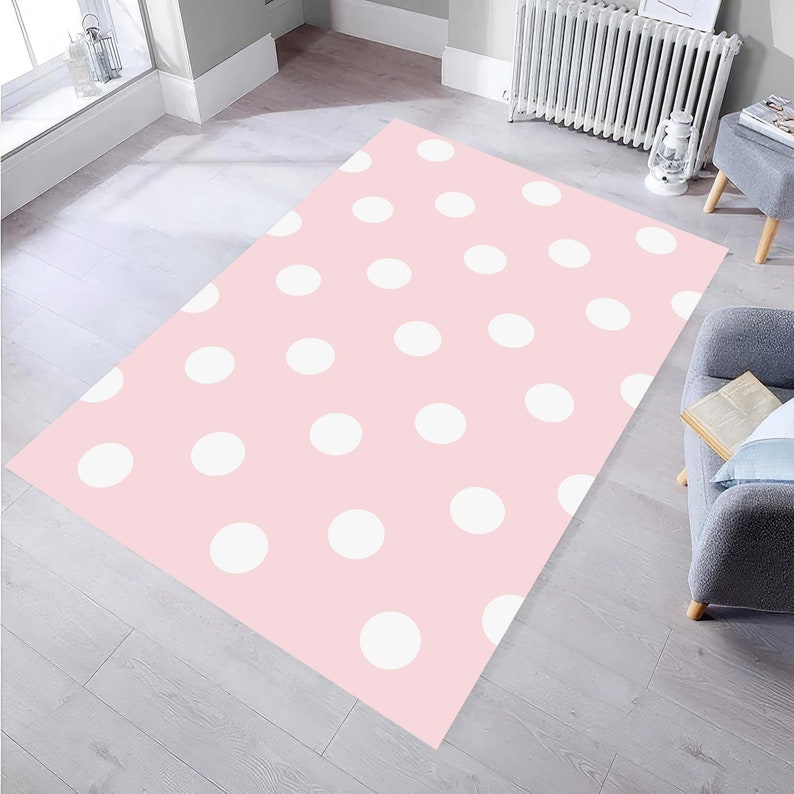 Pink Polka Dots Rug Cute Baby Room Rug, Newborn Rug, Girl Room Rug ...