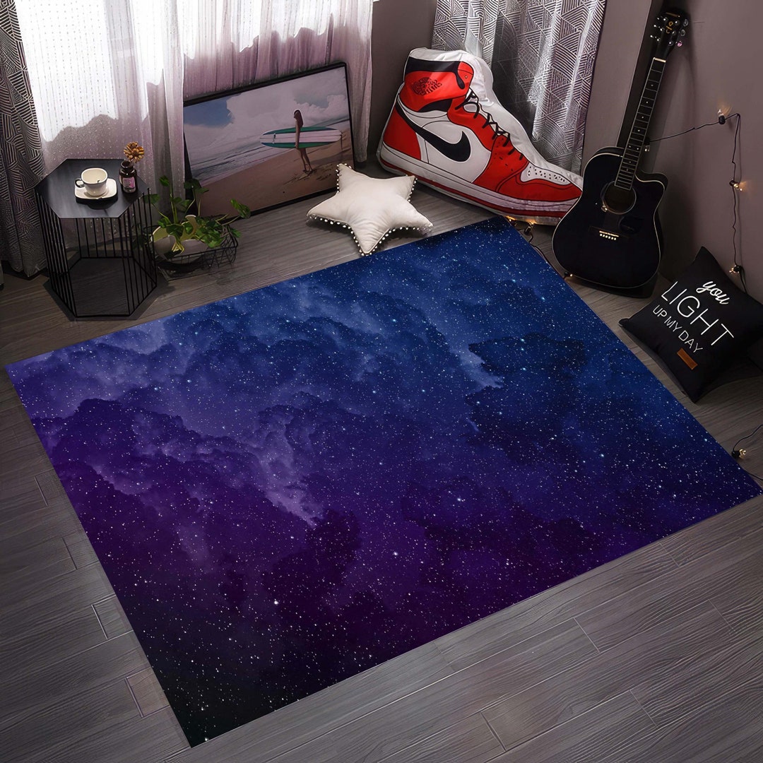 Galaxy Print Rug Space Themed Carpet, Nebula Area Rug, Starry Night Rug ...
