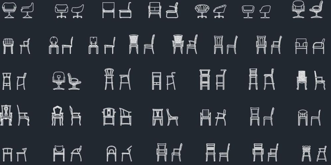 Autocad DWG 2D CAD Block Bundle – Chairs, Armchairs, Office Furniture ...