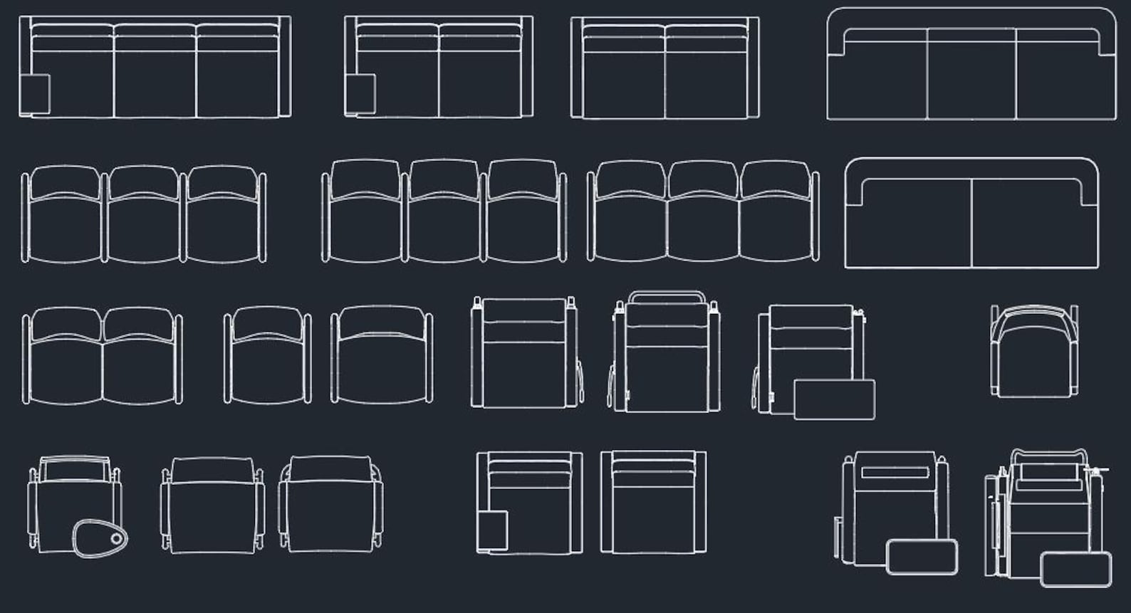 Autocad DWG 2D CAD Block Bundle – Chairs, Armchairs, Office Furniture ...
