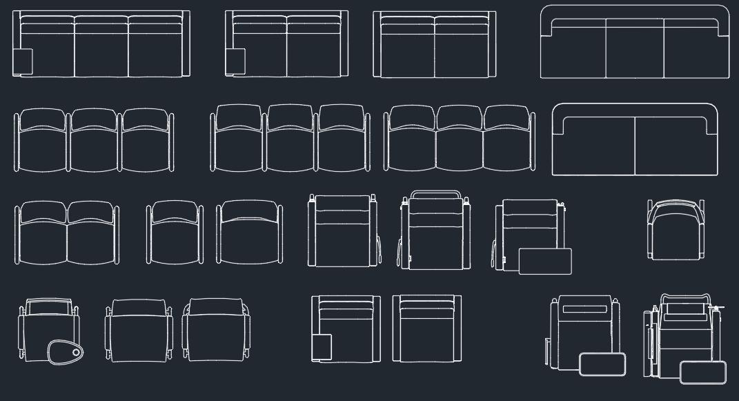 Autocad DWG 2D CAD Block Bundle – Chairs, Armchairs, Office Furniture ...
