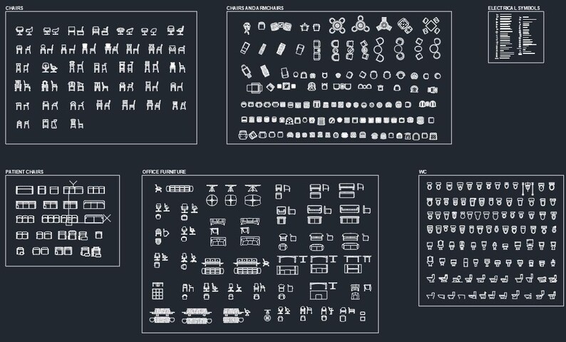 Autocad DWG 2D CAD Block Bundle – Chairs, Armchairs, Office Furniture ...