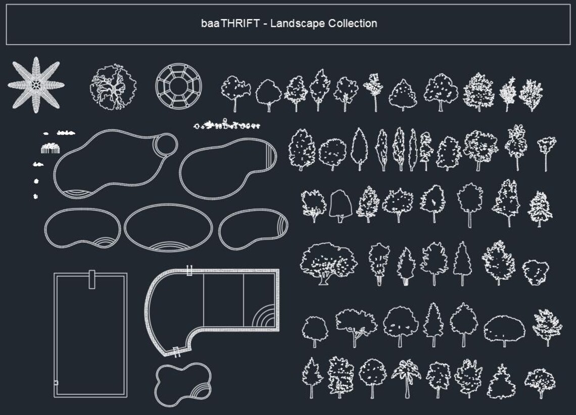 Landscape CAD Blocks Bundle – 2D Autocad DWG Library (4-pack) | Trees ...
