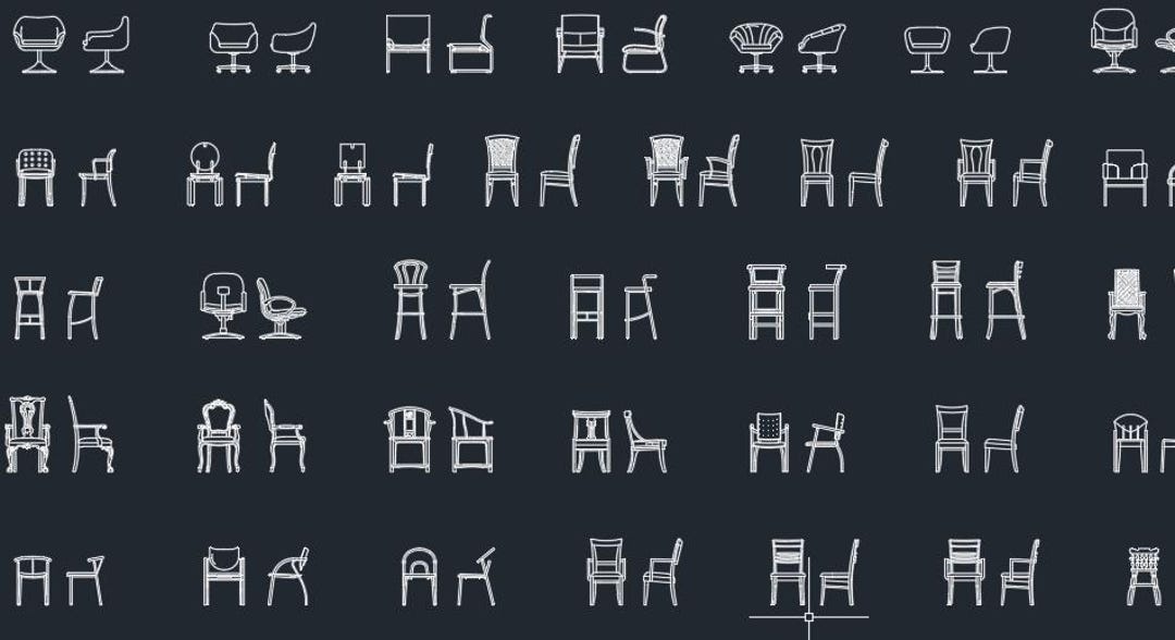 Autocad DWG 2D CAD Block Bundle – Chairs, Armchairs, Office Furniture ...