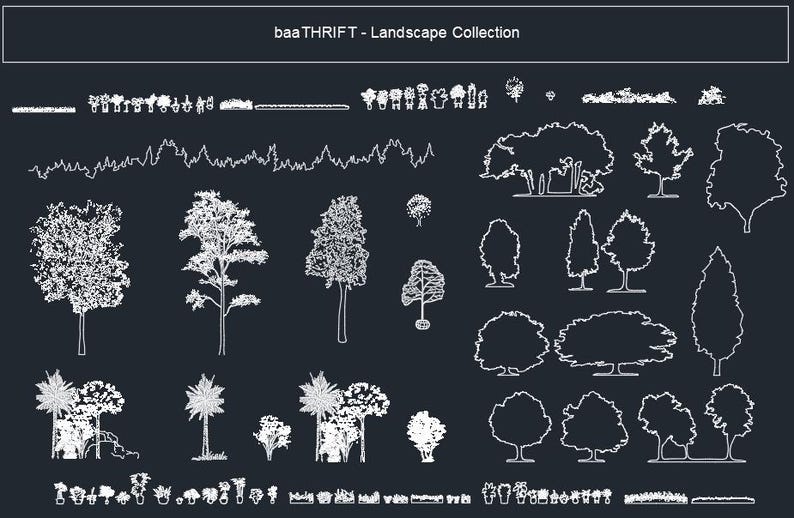 Landscape CAD Blocks Bundle – 2D Autocad DWG Library (4-pack) | Trees ...
