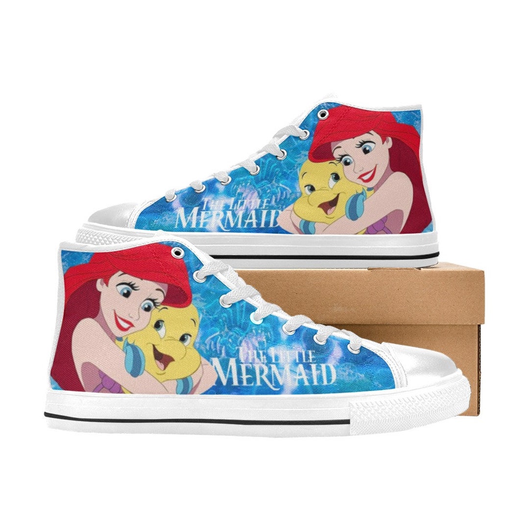 The Little Mermaid Custom Hi Top Canvas Shoes for Men, Women and Kids ...