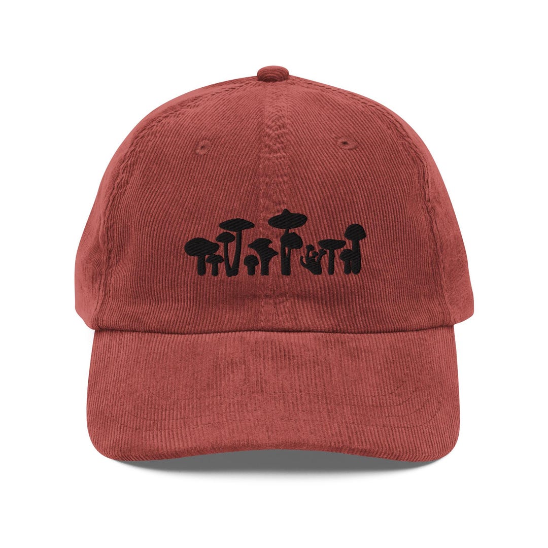 Mushroom Vintage Corduroy Cap, Embroidered Hat, Fungi, Unisex Mushrooms ...
