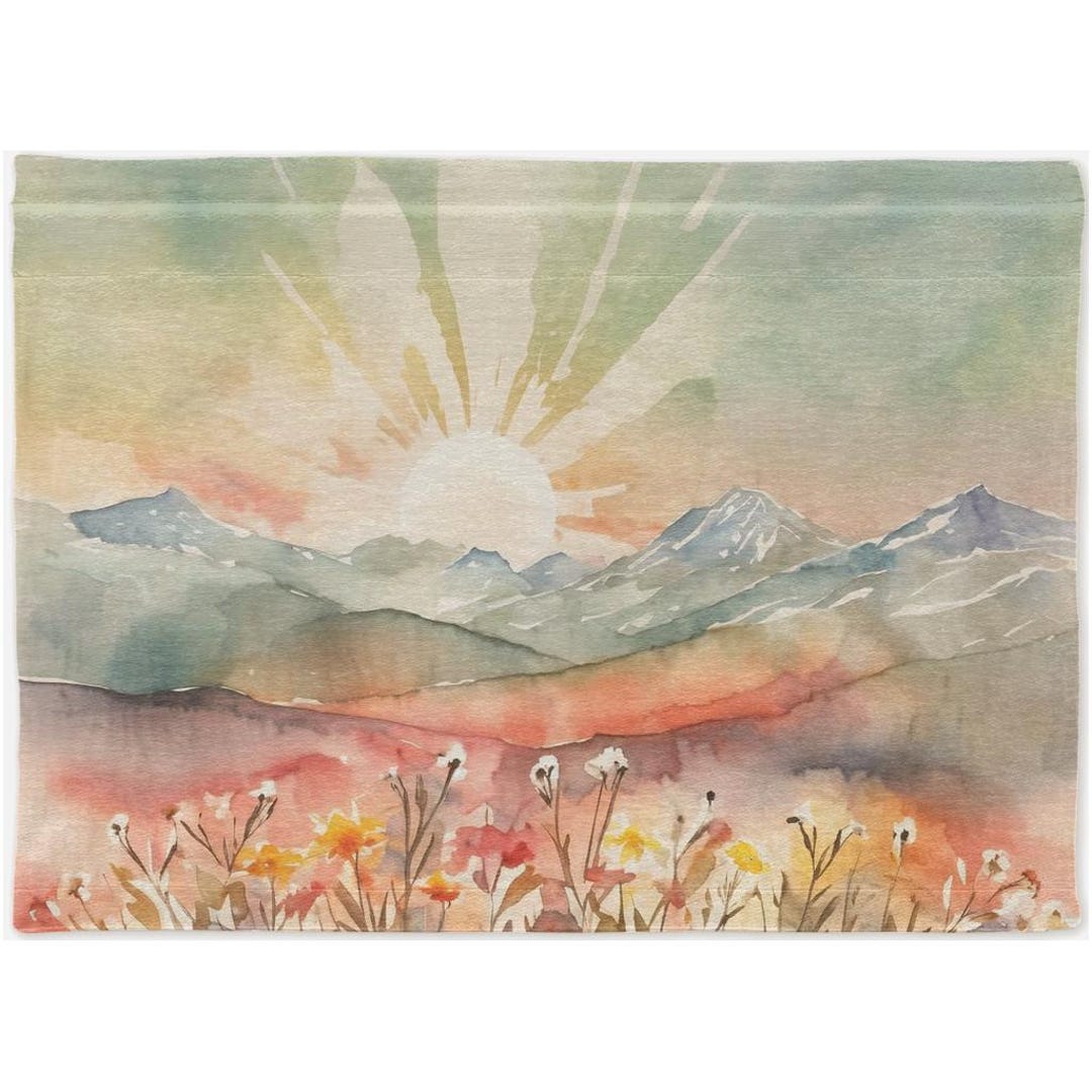 Sunshine Woven Tapestry, Mountain Sunset High Quality Tapestries ...
