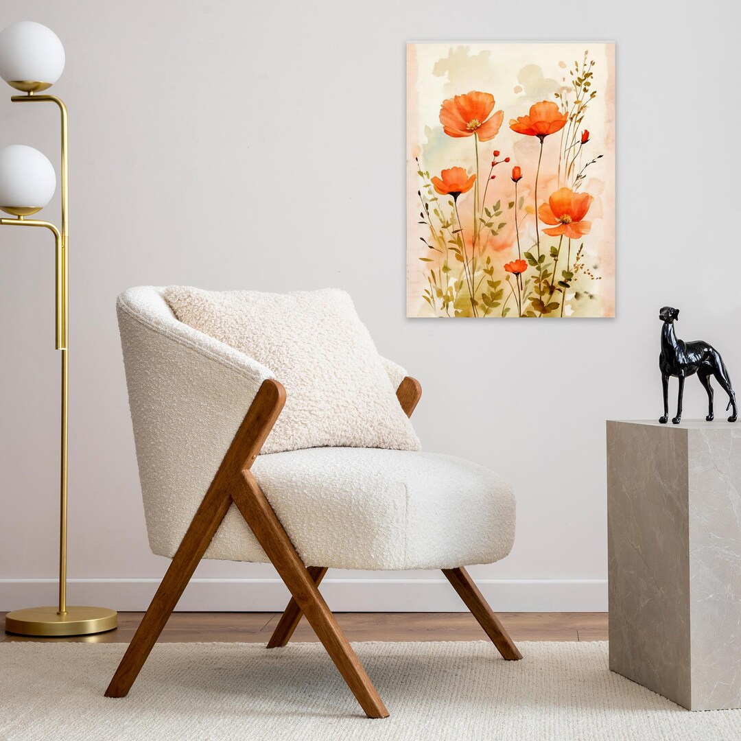 Wildflower Poppies Botanical Poster, Printed and Shipped Boho Orange ...