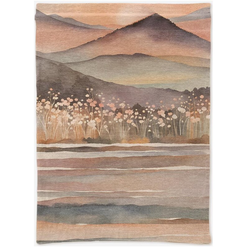 Mountain Wildflowers Woven Tapestry, Mountain Sunset High Quality ...