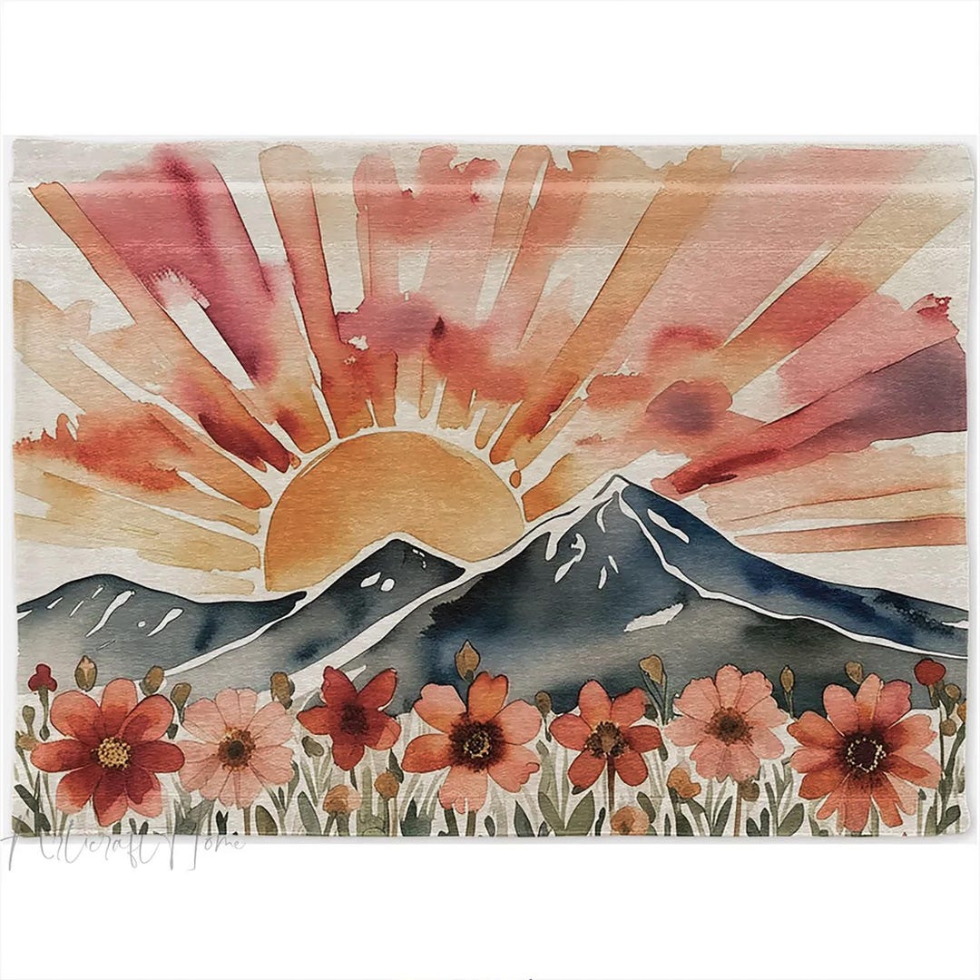 Sunshine Woven Tapestry, Mountain Sunset High Quality Tapestries ...