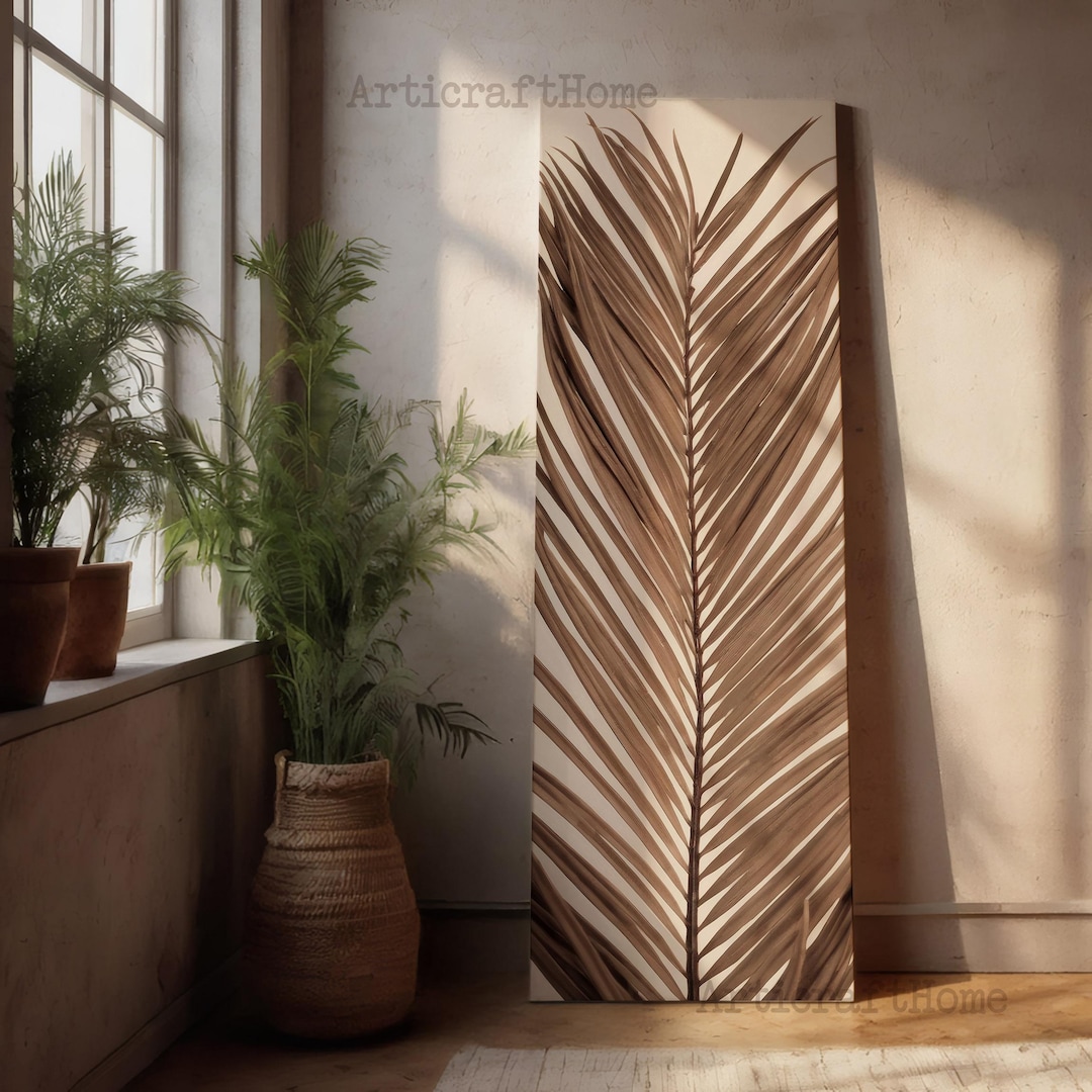 Neutral Palm Leaf Canvas Wrap, Printed and Shipped Wall Art Piece - Etsy