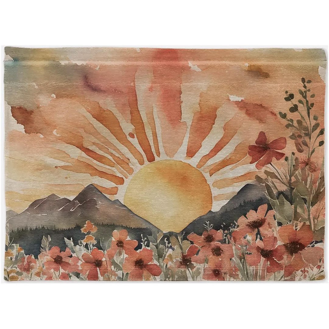 Sunshine Woven Tapestry, Mountain Sunset High Quality Tapestries ...
