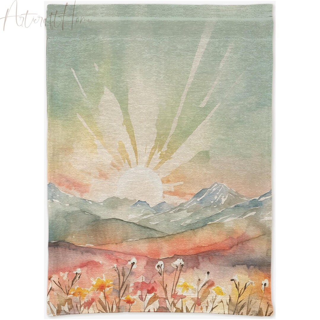 Sunshine Woven Tapestry, Mountain Sunset High Quality Tapestries ...