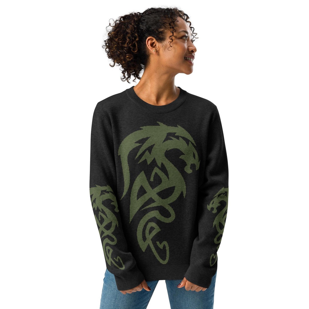 Northern Dragon Knitted Crew Neck Sweater, Believe in Dragons Knit ...