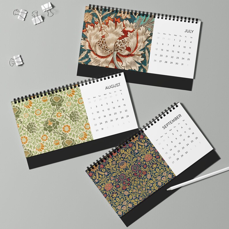 2026 Calendar, William Morris Floral Patterns Desktop Calendars, Art ...