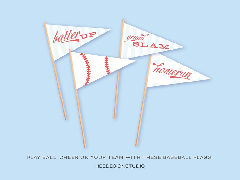 Printable Baseball Party Flags: Photo Props (PDF) - Etsy