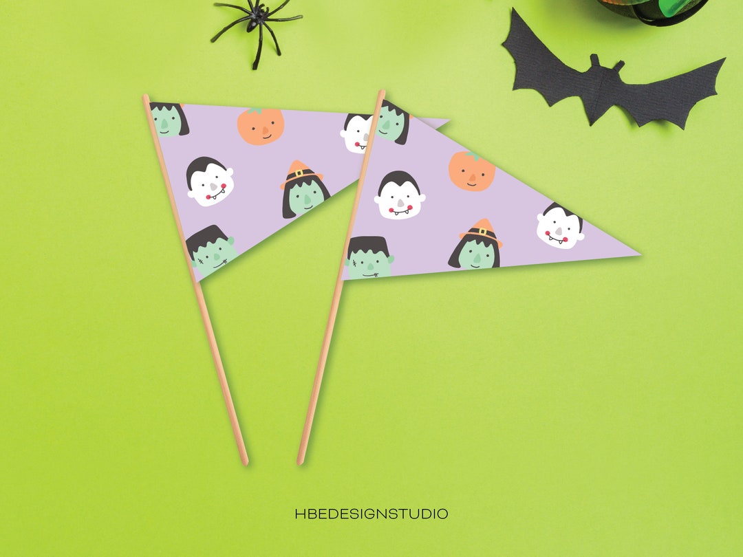 Printable Halloween Peeps Party Flags: Spooky Faces Printable (PDF) - Etsy