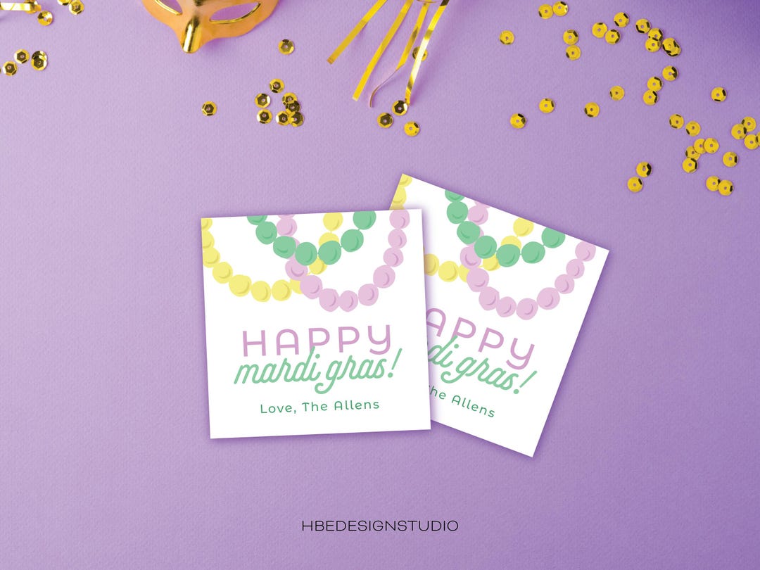 Printable Mardi Gras Gift Tag: DIY Bead Design (PDF) - Etsy