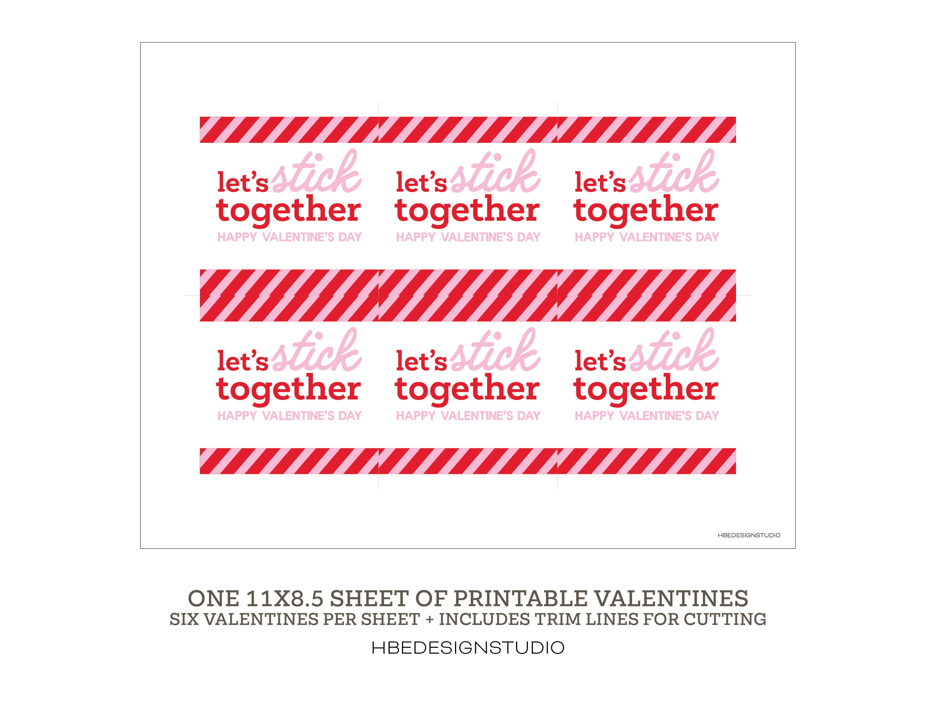Stick Together Printable | Instant Download | Valentine Printables ...